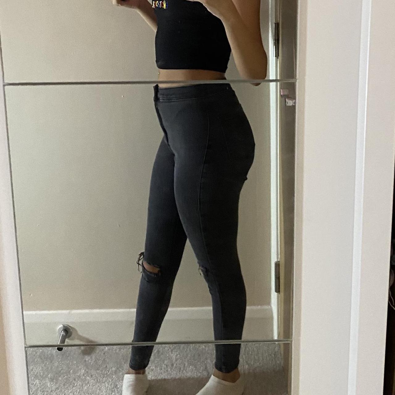 REPOST Black ripped knee jeans 🖤 UK size... - Depop