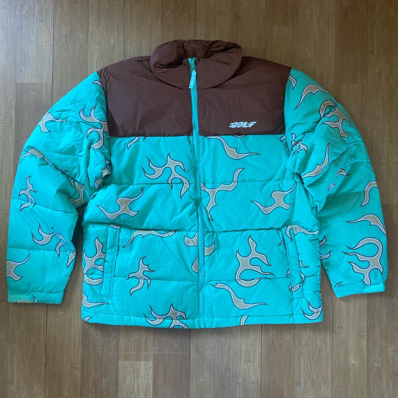 golf flame puffer jacket - mint/brown. brand new. - Depop