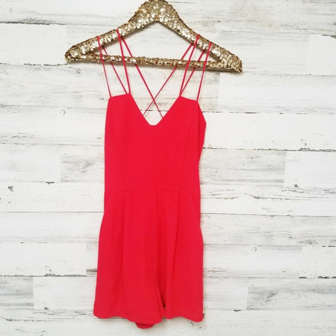 Express Red Strappy Romper Size: 2 Original Price:... - Depop