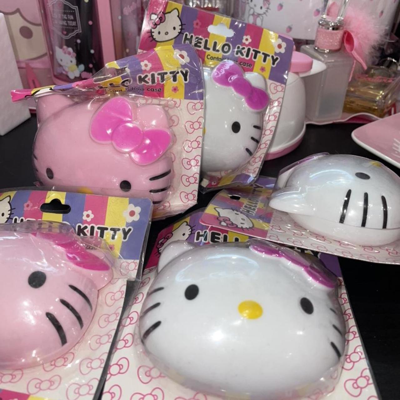sanrio hello kitty contact case 3 white and 1 pink... - Depop
