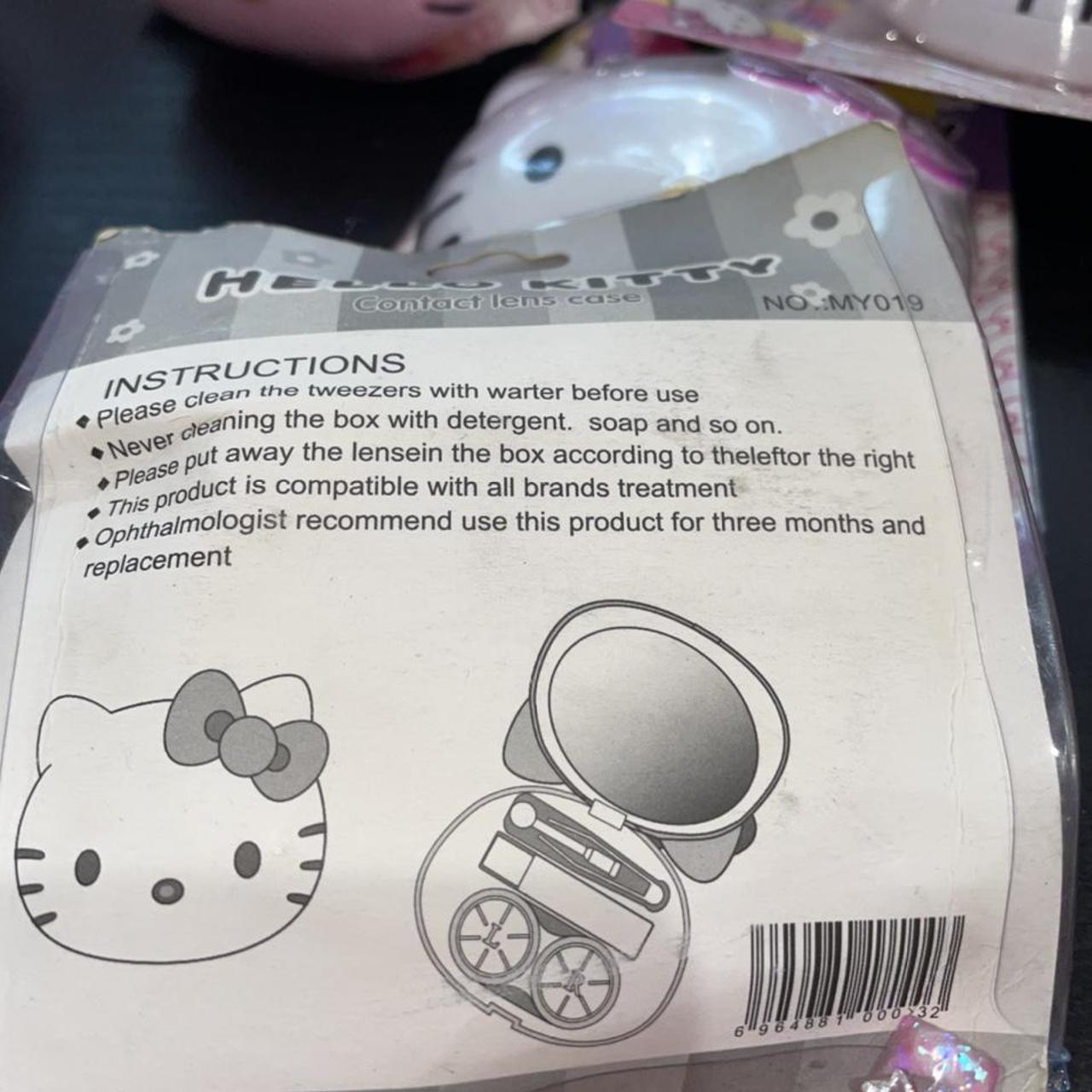 sanrio hello kitty contact case 3 white and 1 pink... - Depop