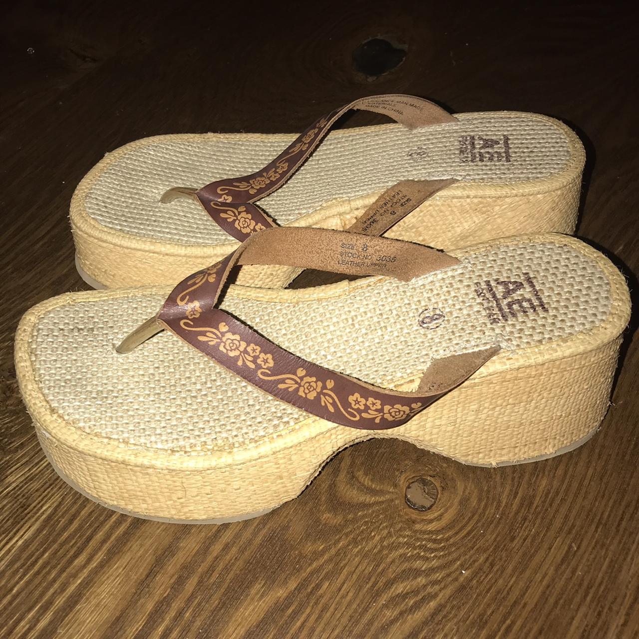 Super funky platform flip flops with leather straps.... - Depop