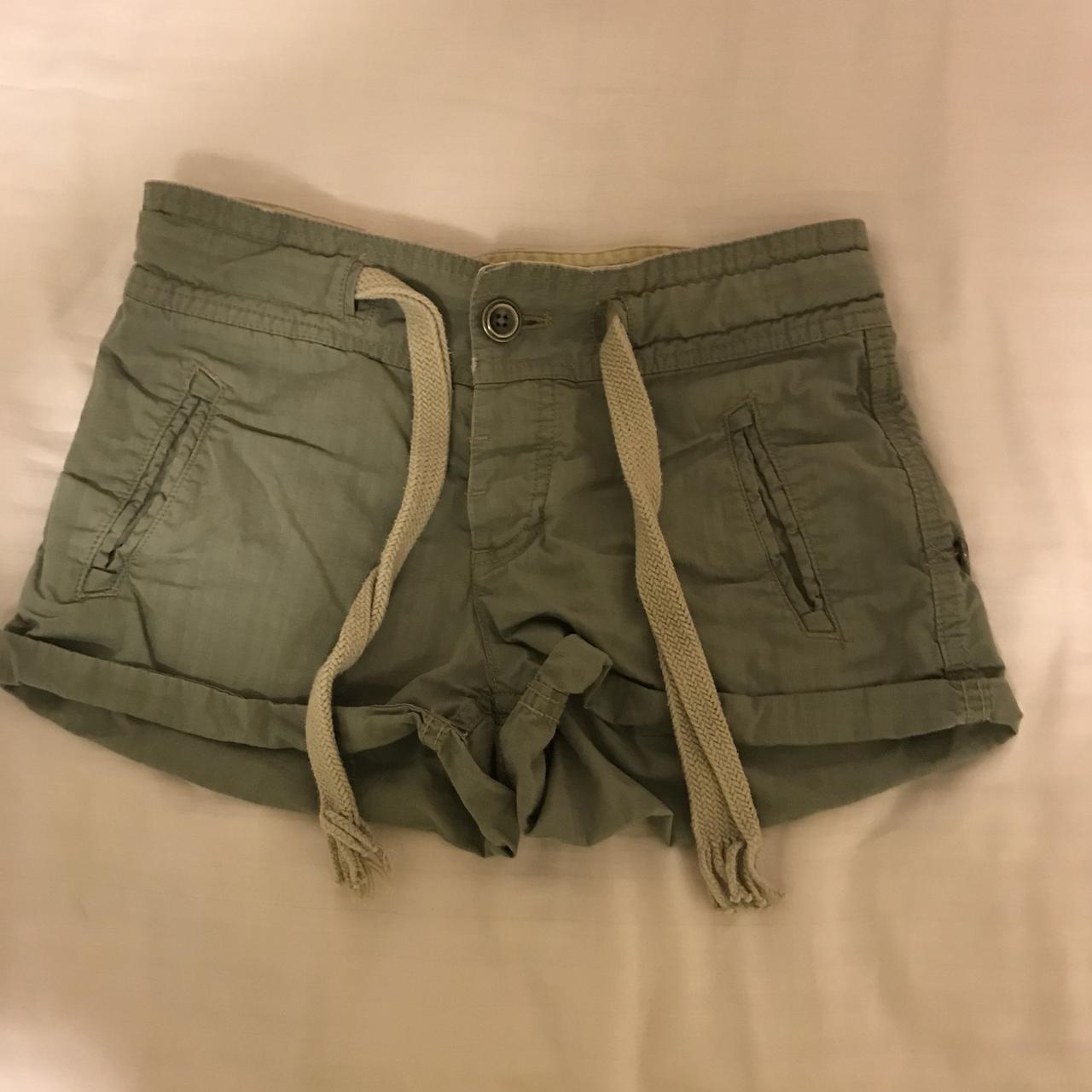 really cute olive cargo/khaki shorts featuring rope... - Depop