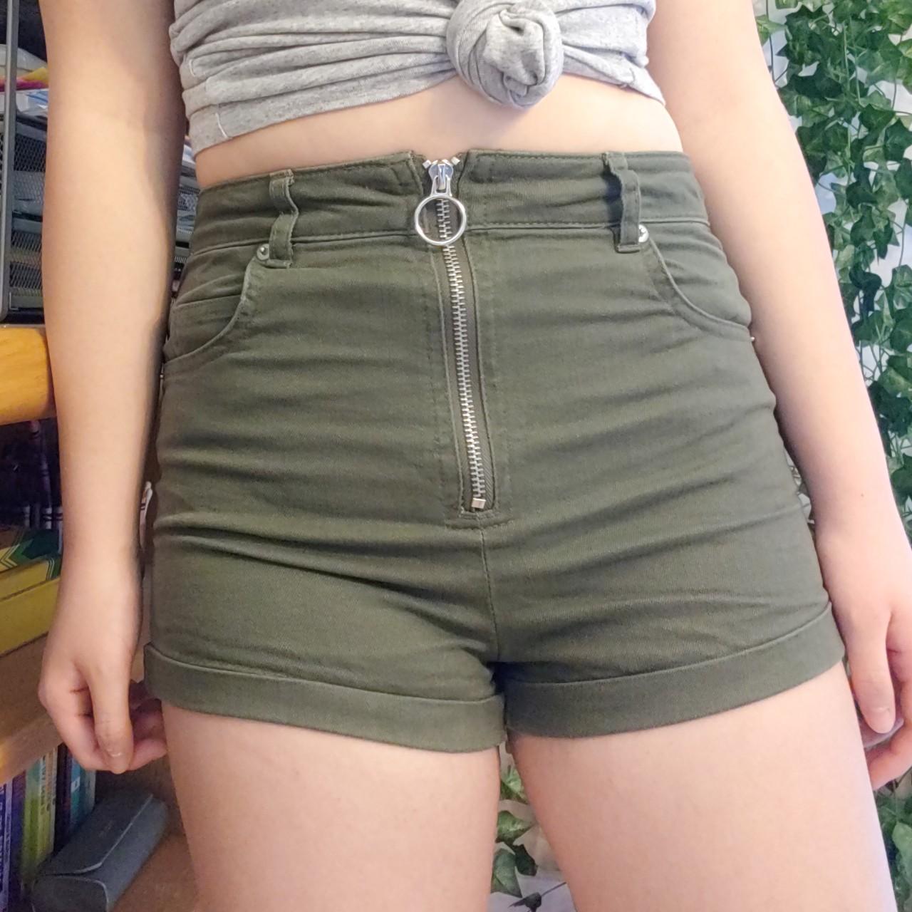 High waisted army green shorts! Only worn once!!! In... - Depop