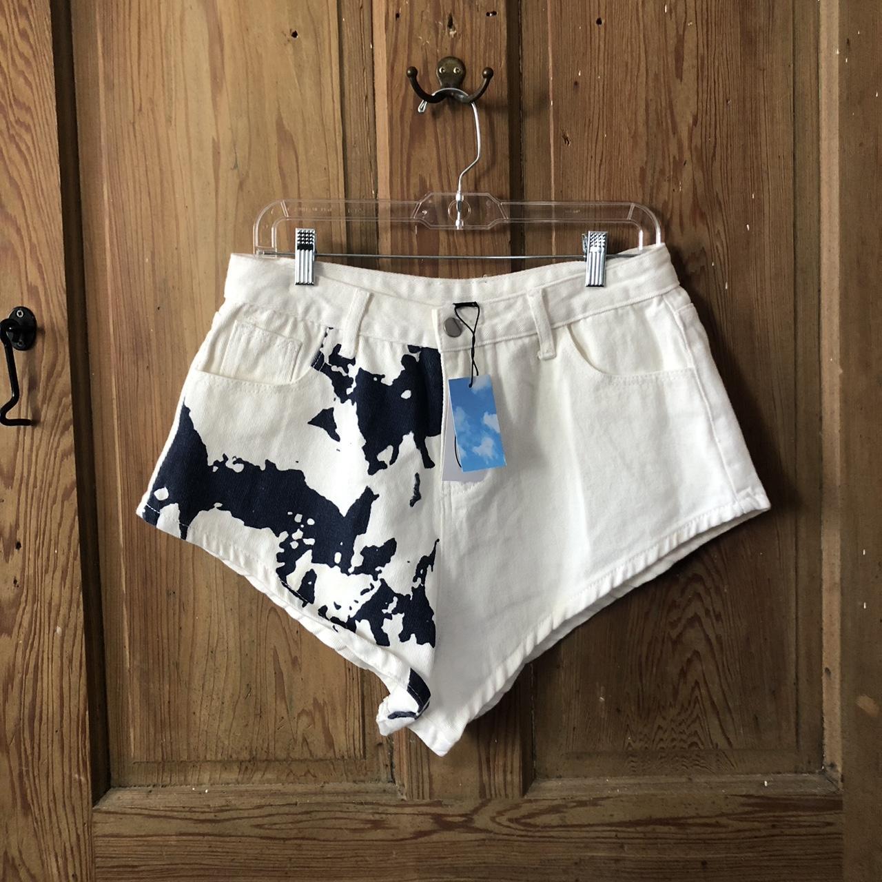 White Denim Acid Wash Cheeky High Waisted... | Depop