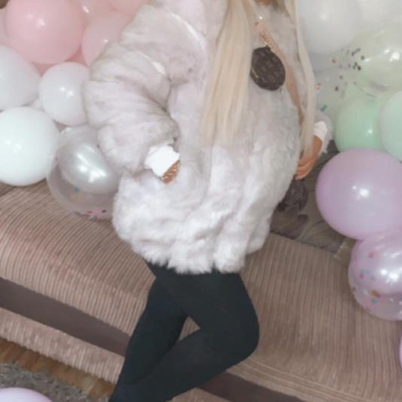 Gorgeous white faux fur coat in perfect condition... - Depop