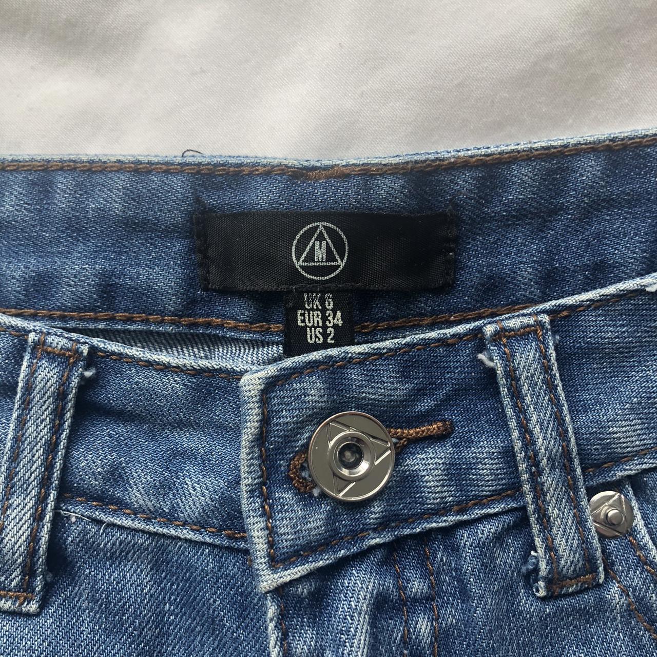 Missguided blue high waisted denim shorts with rip... - Depop