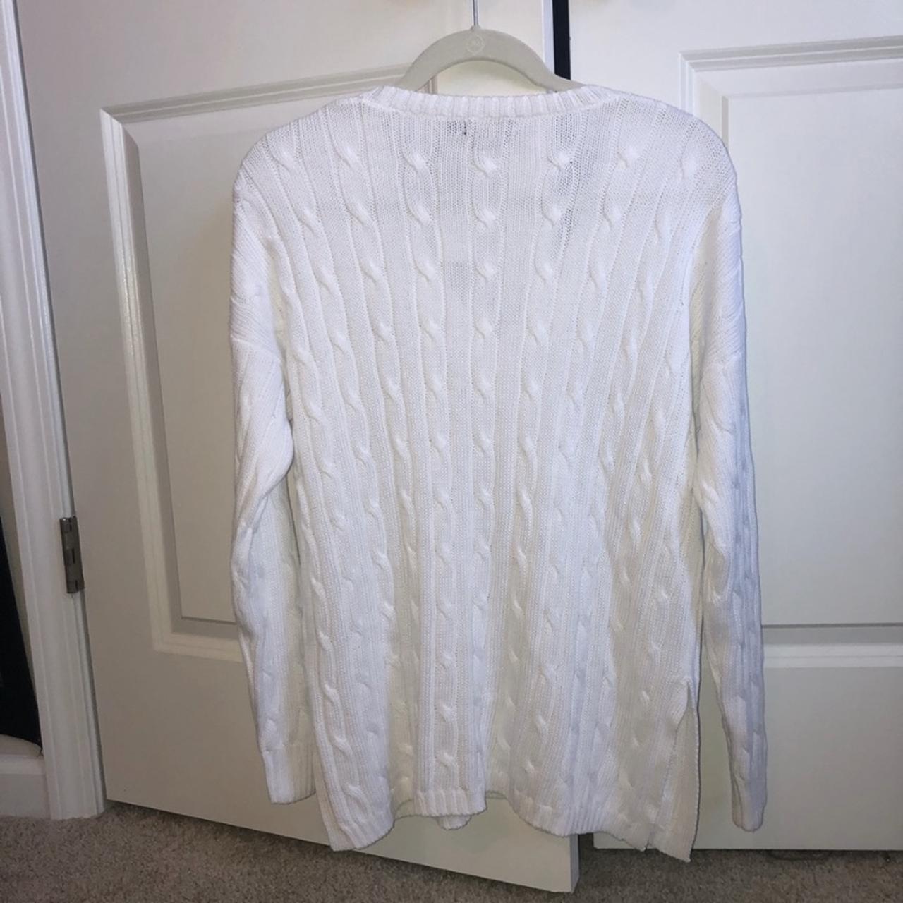 Ralph Lauren White cable knit v Neck Sweater. Light... | Depop