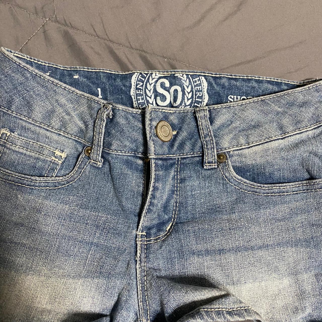 SO Shortie denim blue jeans shorts • Color:... - Depop