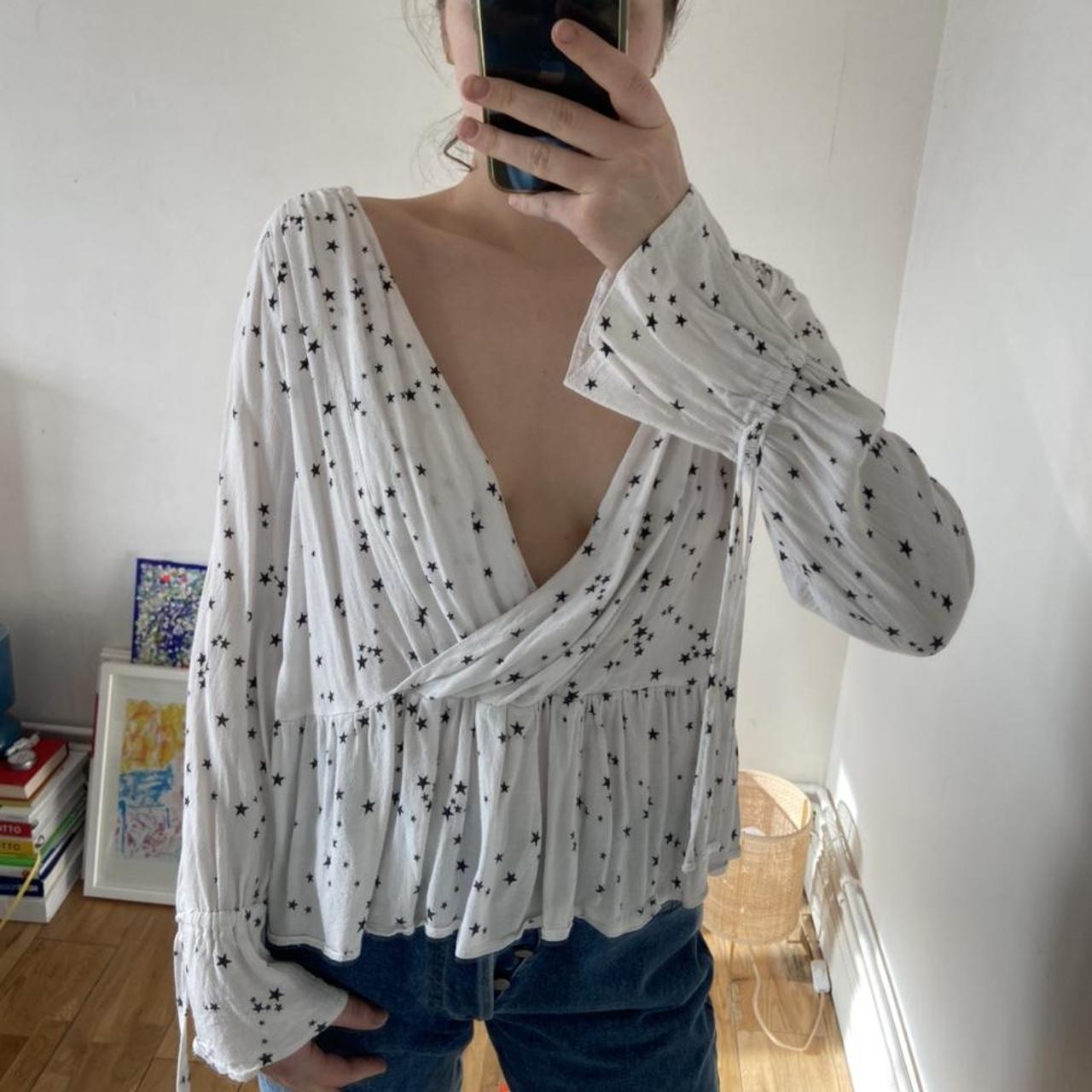 Beautiful bohemian floaty star top. Low cut v... - Depop