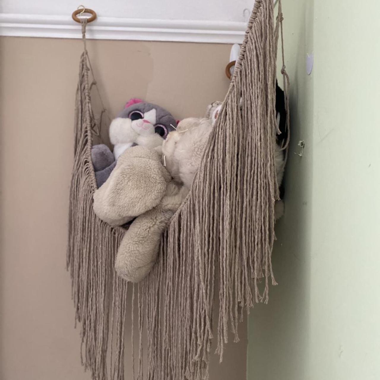 Taupe toy hammock, soft toy storage, Nursery decor,... - Depop