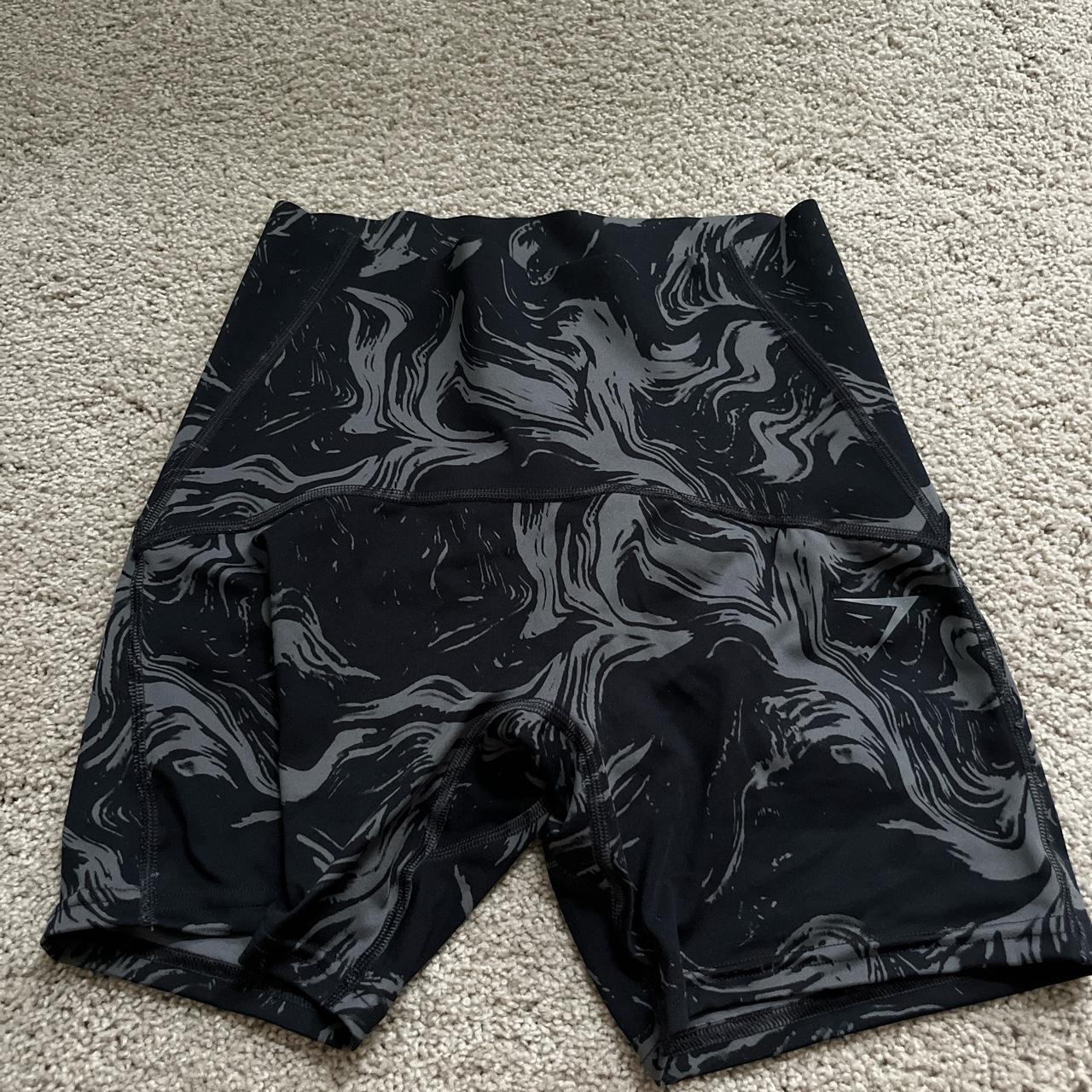 gymshark gs power high rise shorts in black print... - Depop