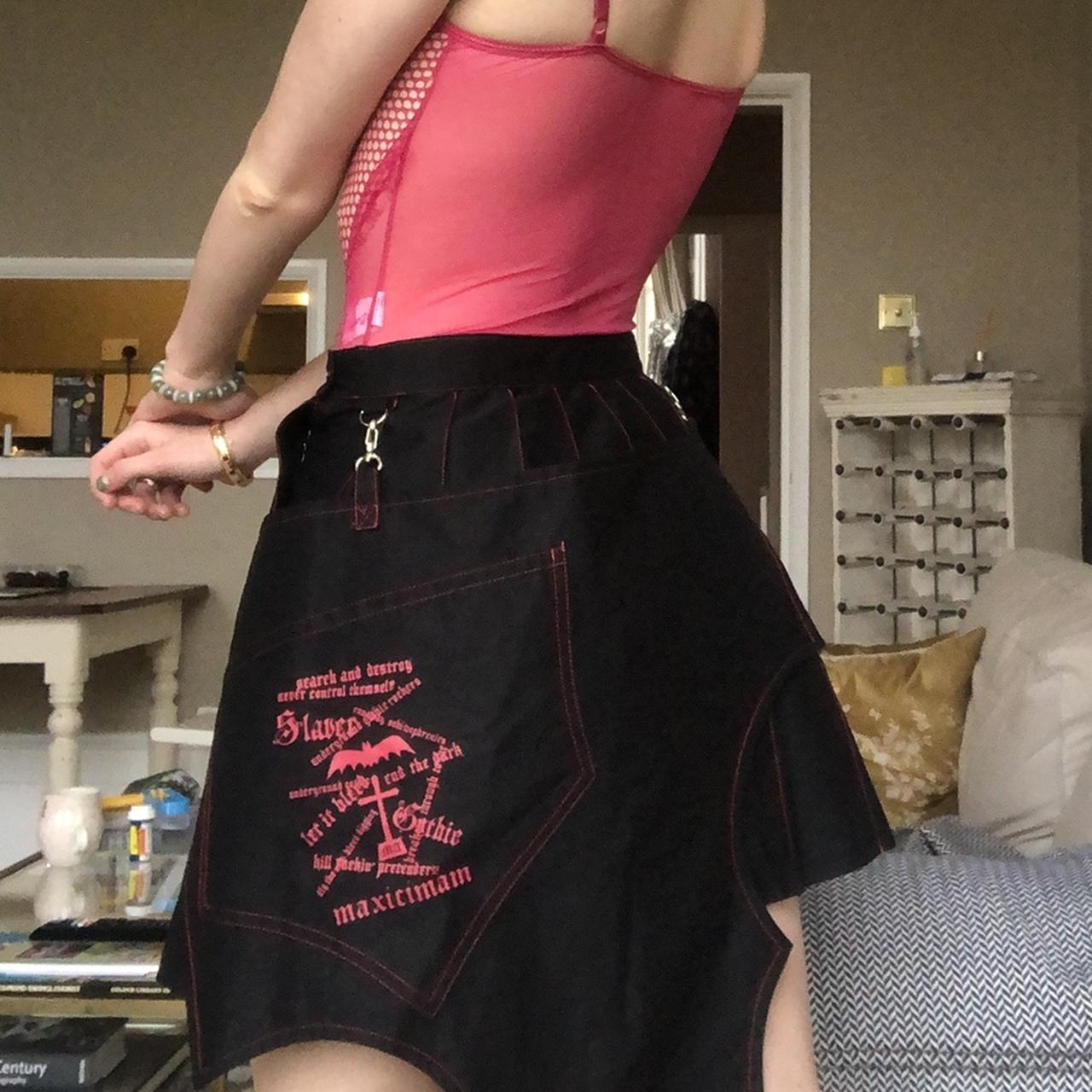 MAXICIMAM goth tennis skirt with a removable batwing... - Depop