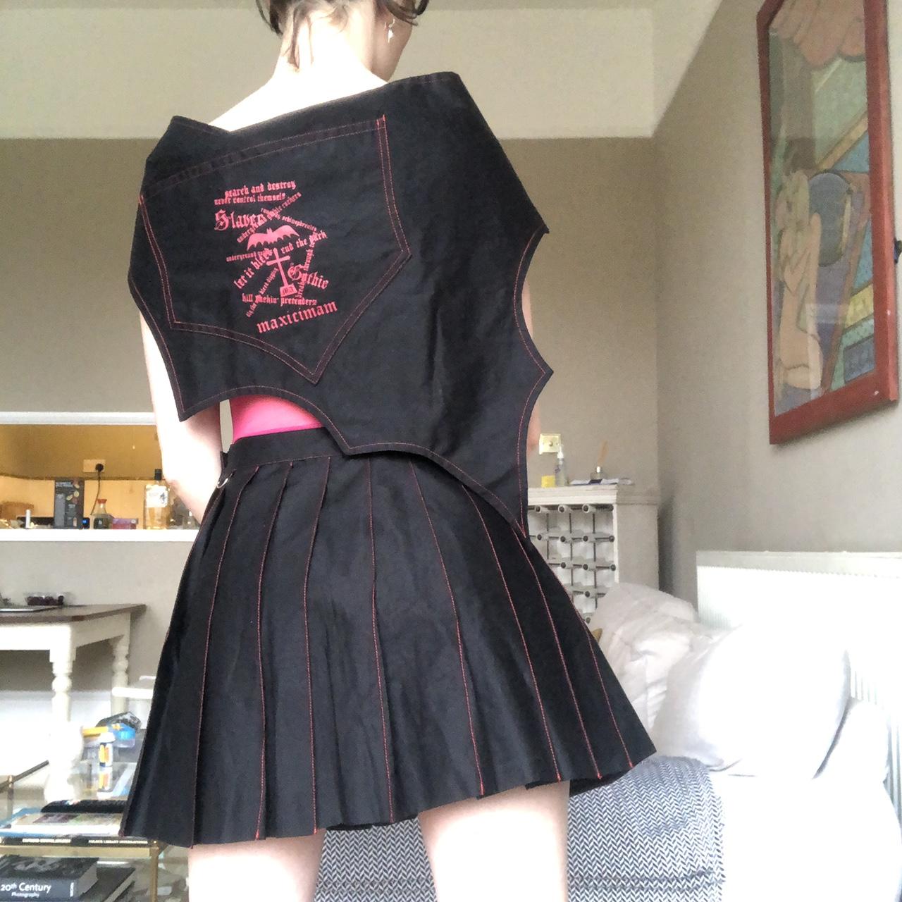 MAXICIMAM goth tennis skirt with a removable batwing... - Depop