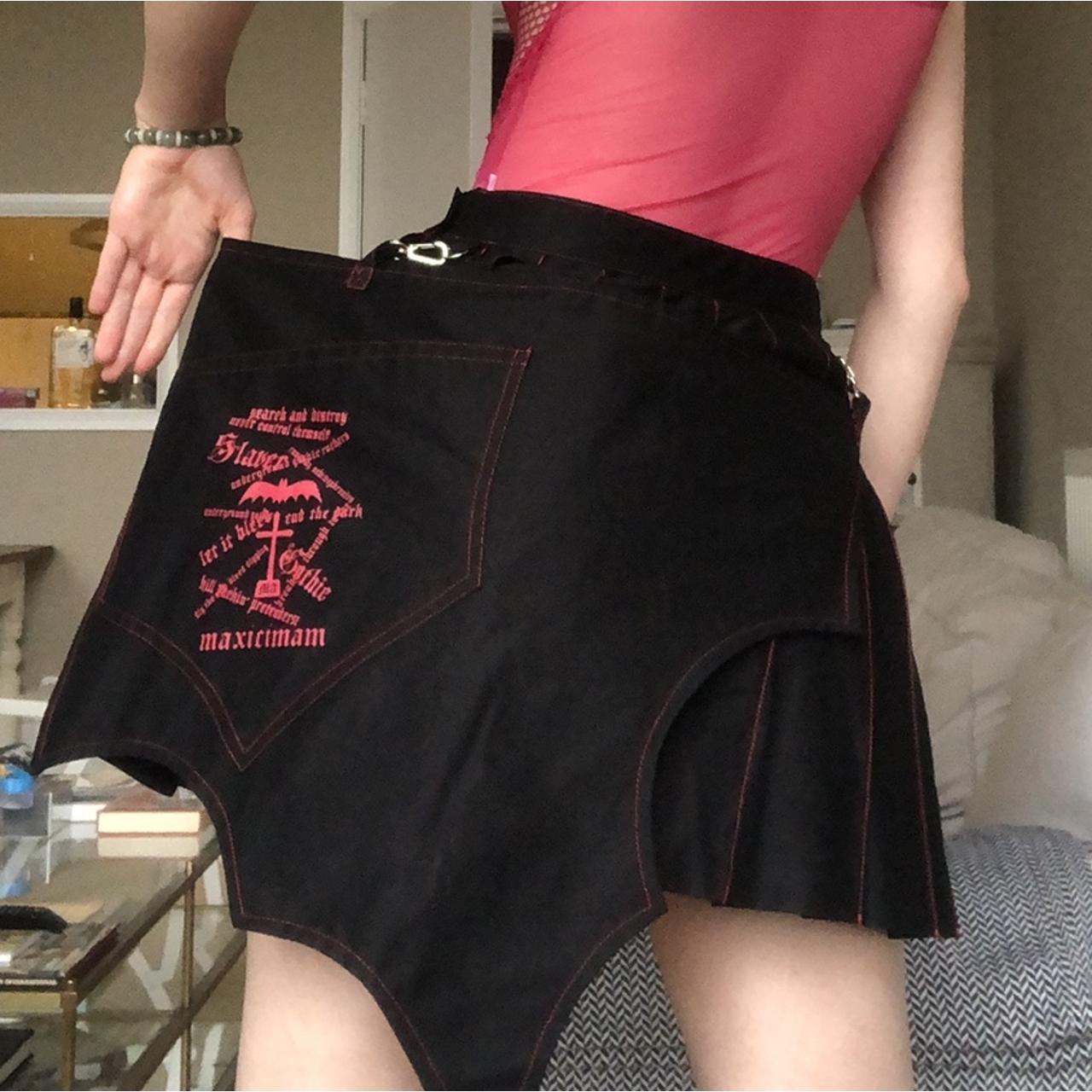 MAXICIMAM goth tennis skirt with a removable batwing... - Depop