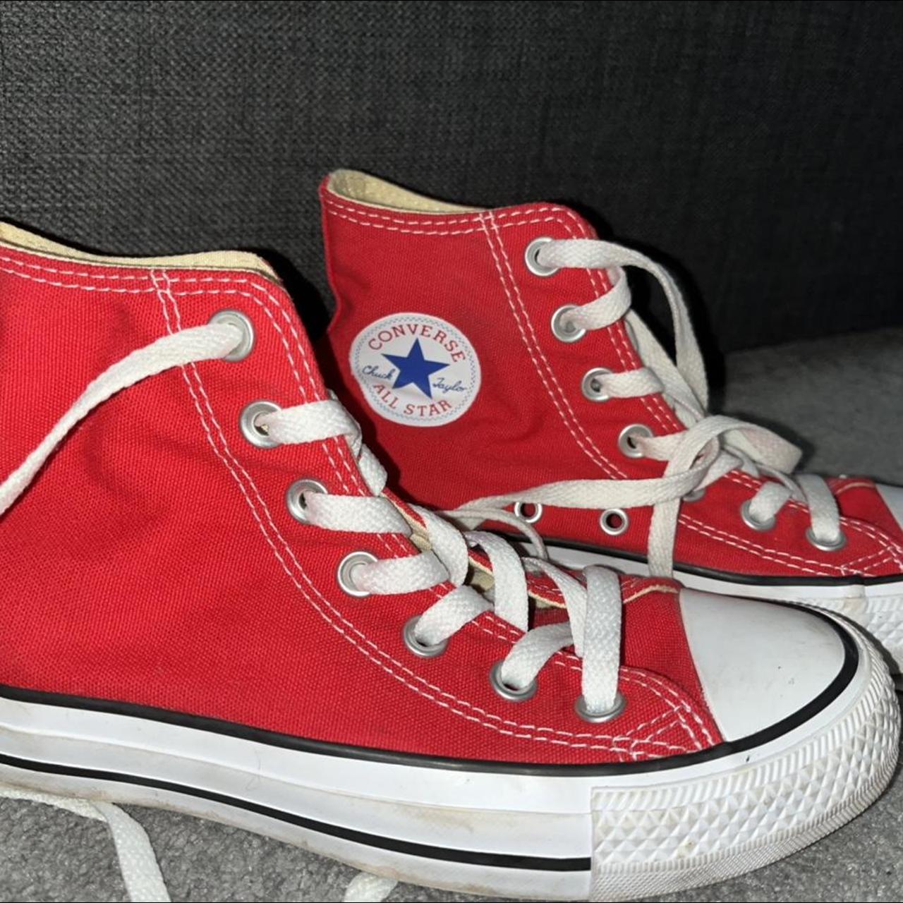 red converse only ever worn once just have never... - Depop