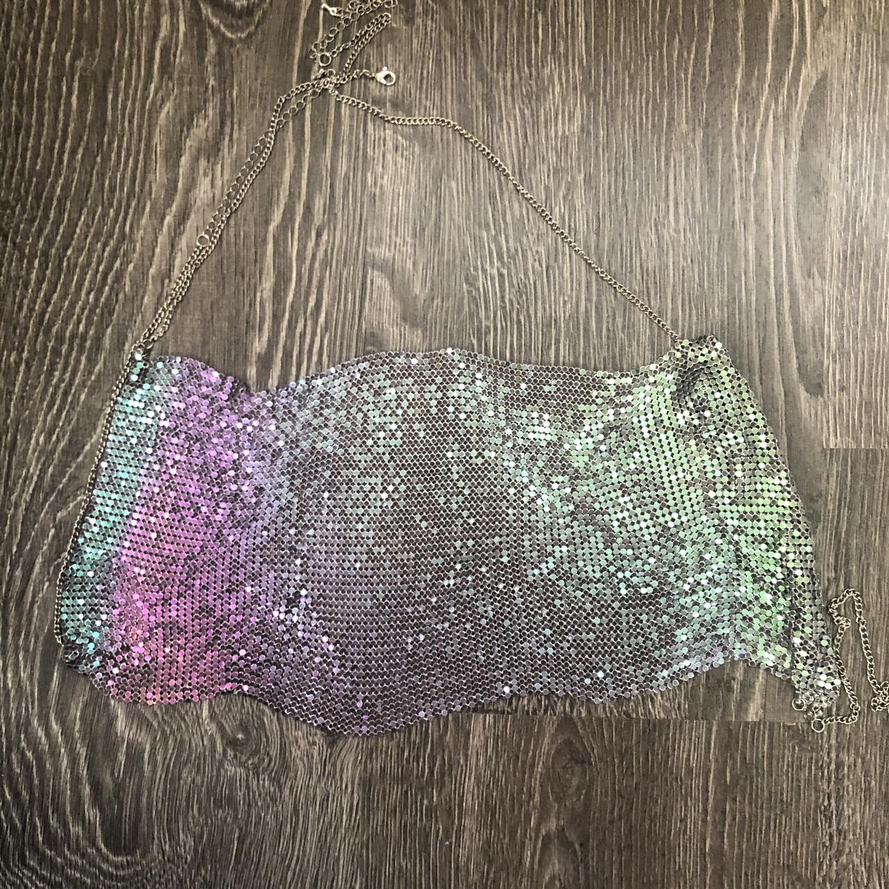 Silver Chain Crop top (looks multicolored) fits MOST... - Depop