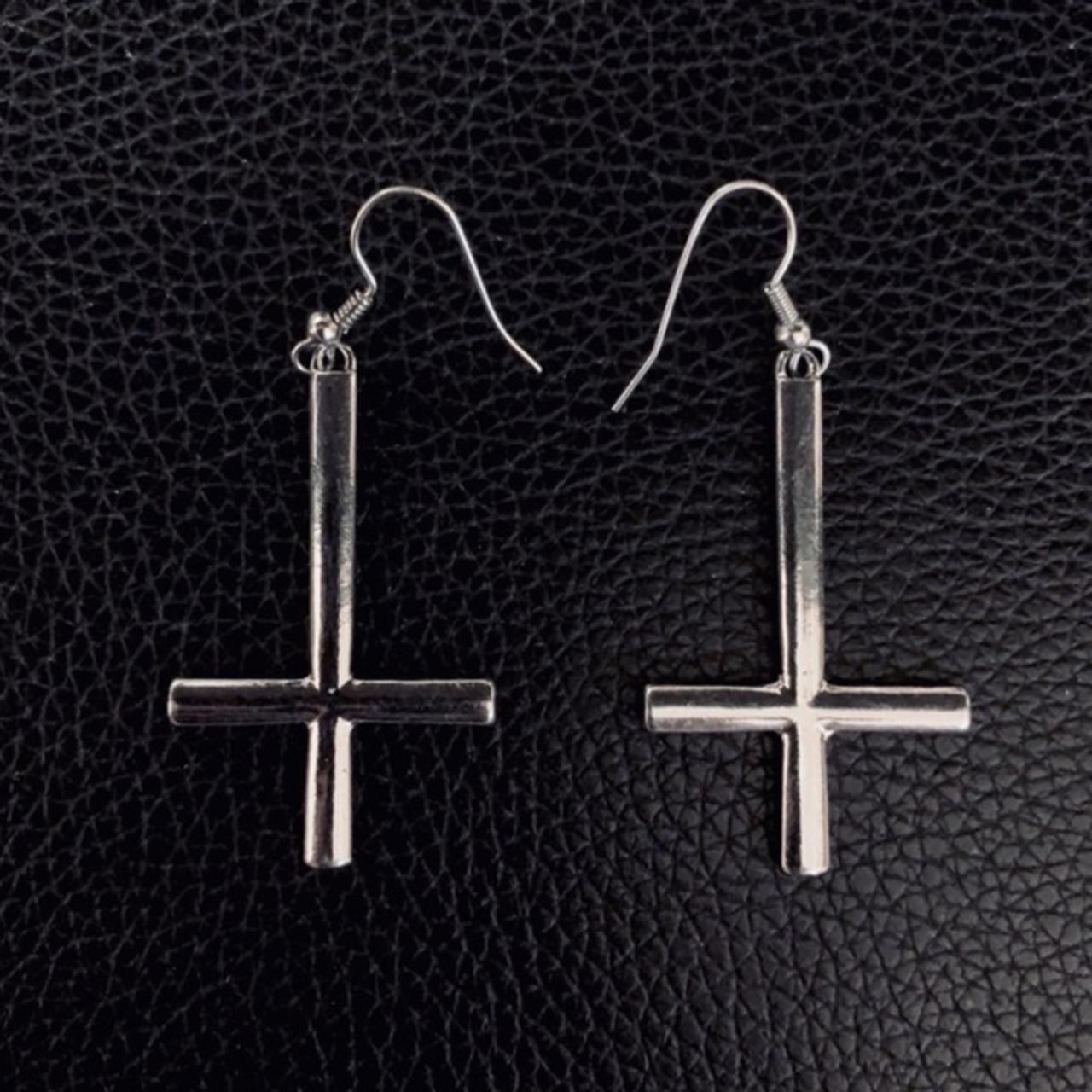 ⛓Large inverted cross earrings handmade by ETERNAL... - Depop