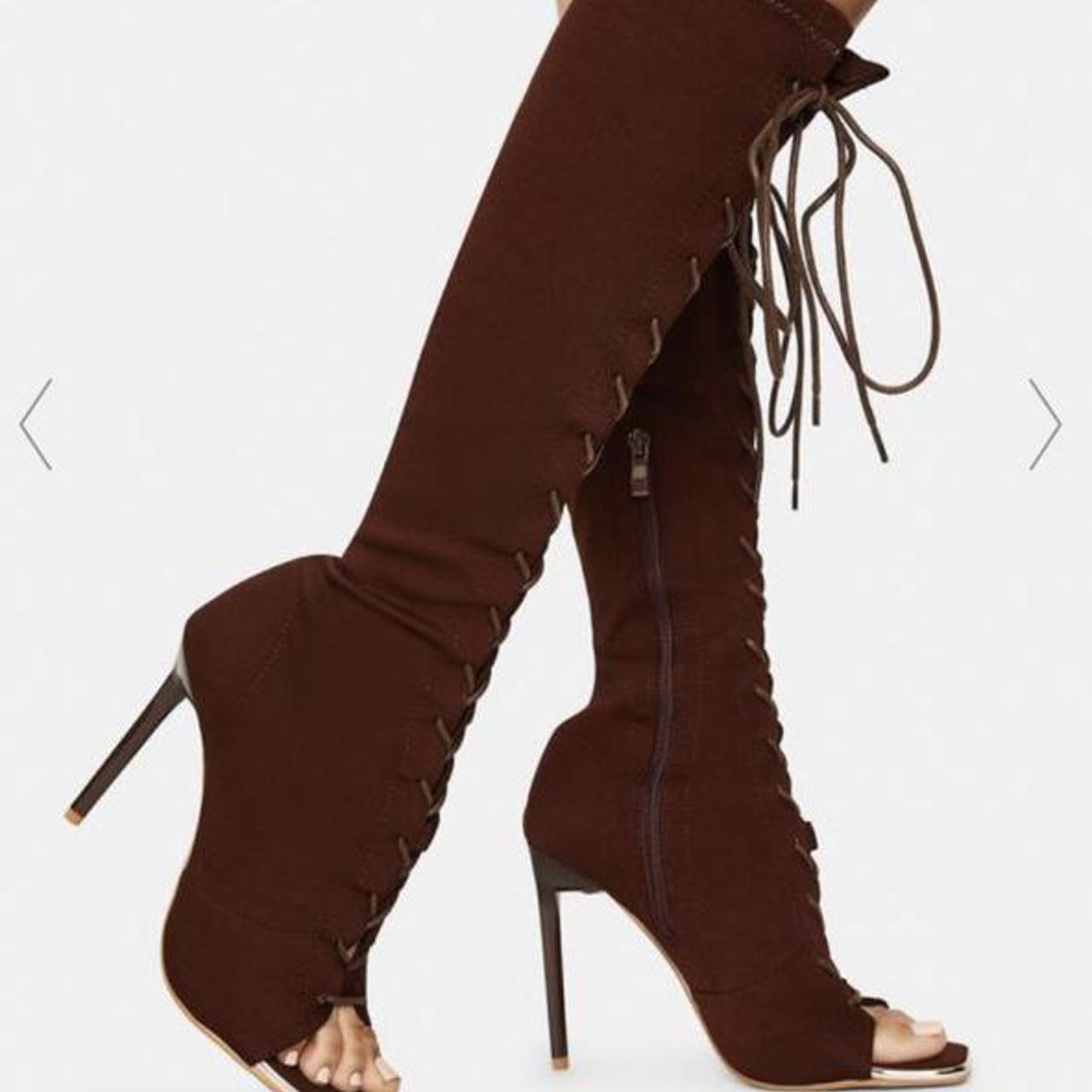 DOLLSKILL chocolate forever lace up stiletto... - Depop
