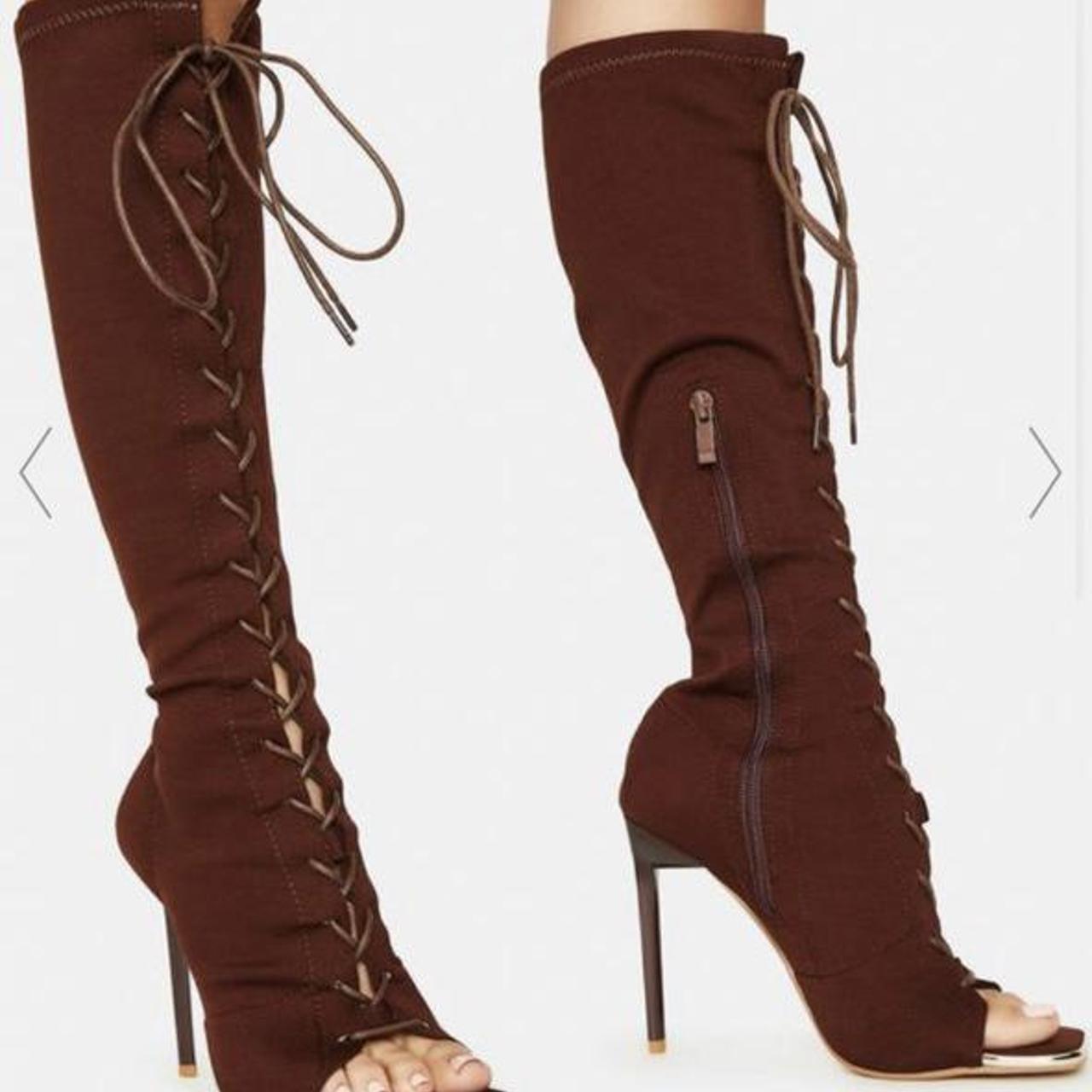 DOLLSKILL chocolate forever lace up stiletto... - Depop