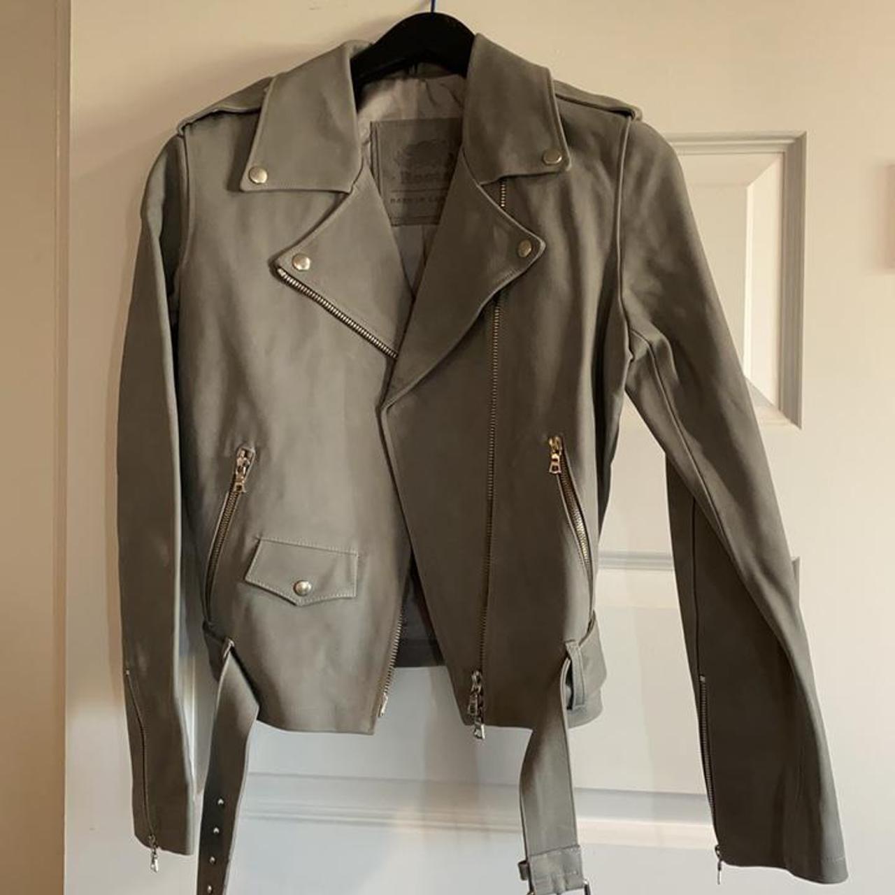 ROOTS grey motorcycle leather Brand new with tags... - Depop