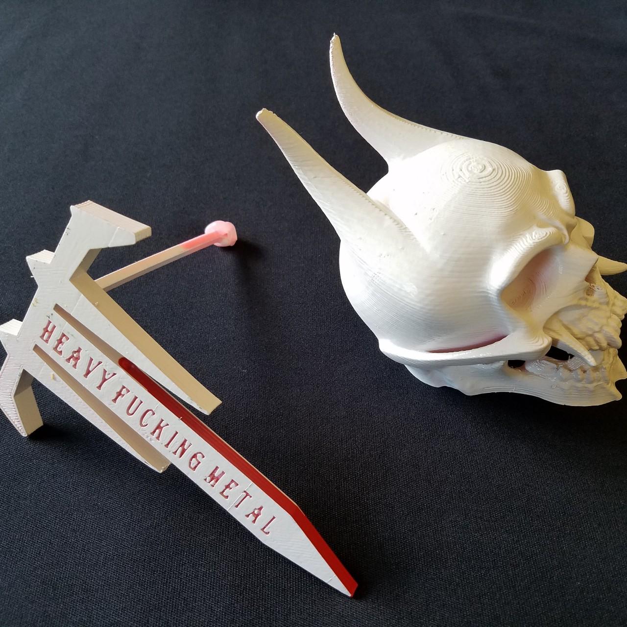 3D printed oni skull with Trivium logo stand. This... - Depop