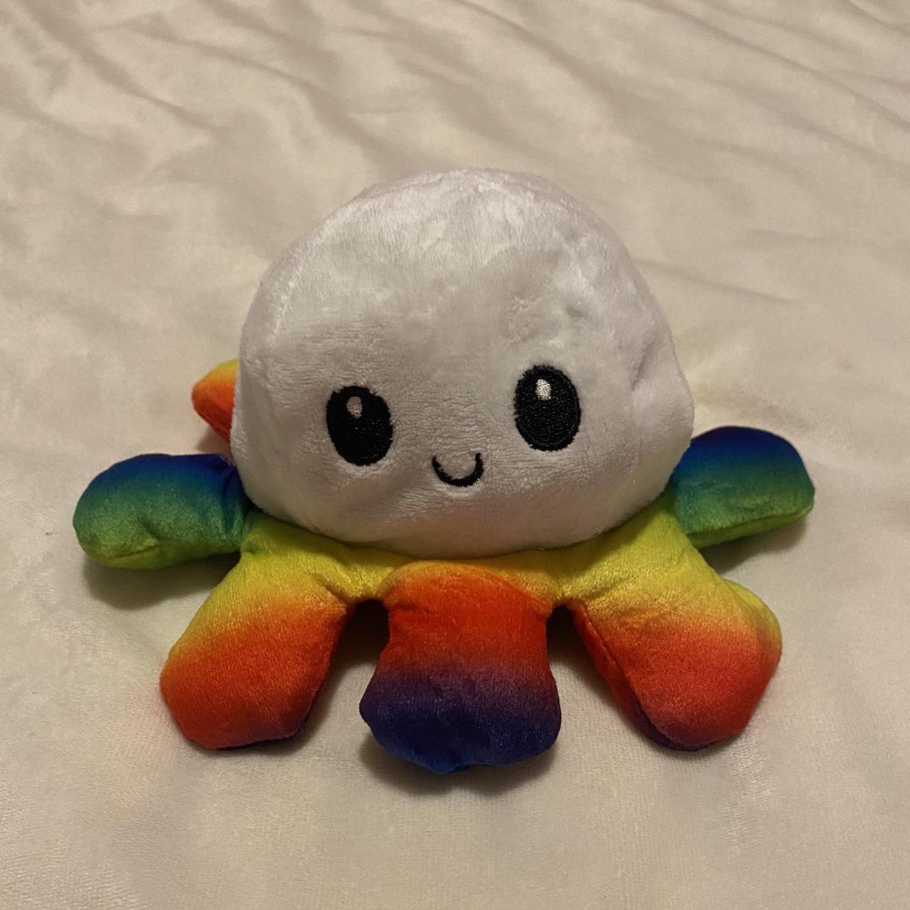 - octopus flip plush rainbow, black, and white -... - Depop