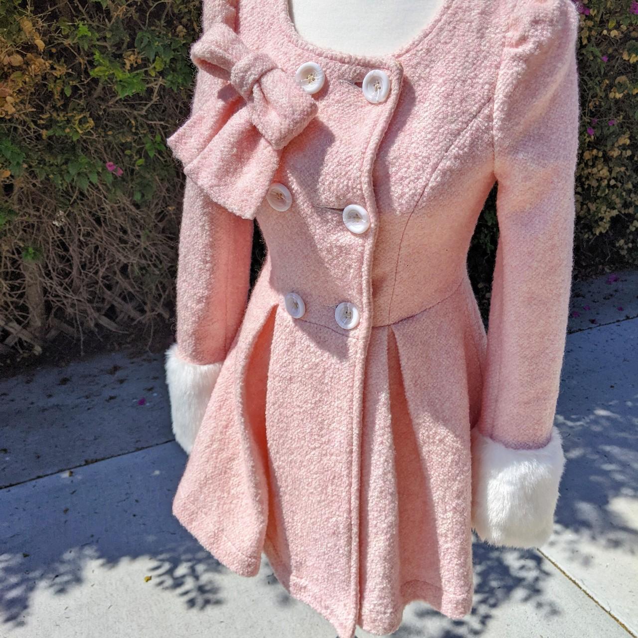 1960s Light Pink Dress Coat Wool Mini Winter Coat Depop