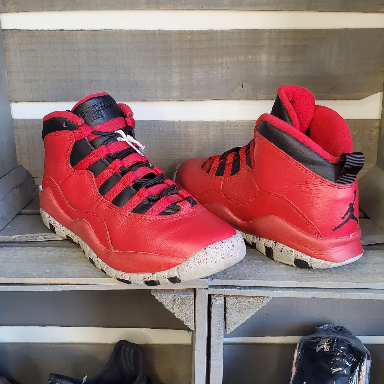 Jordan 10 red with grey bottom slightly used kid... - Depop