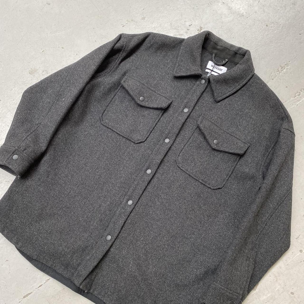 WEEKDAY WOOL OVERSHIRT size 〰️ Large Textured... - Depop