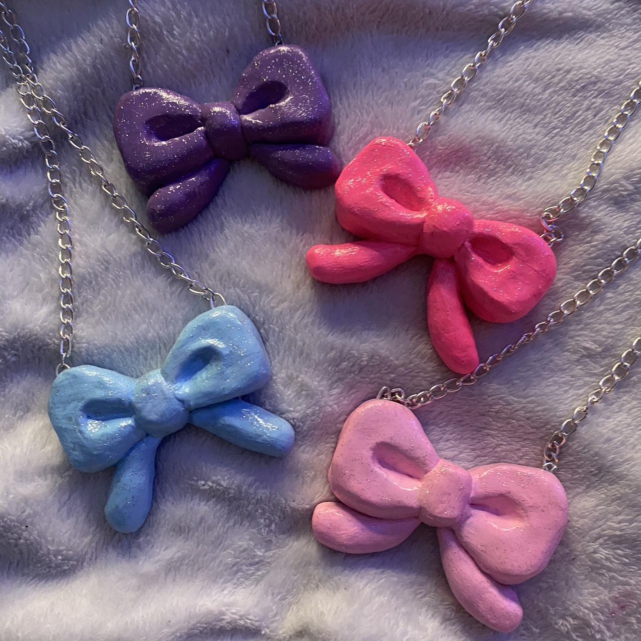 Chunky Bow Chains🎀 handmade with oven bake clay and... - Depop
