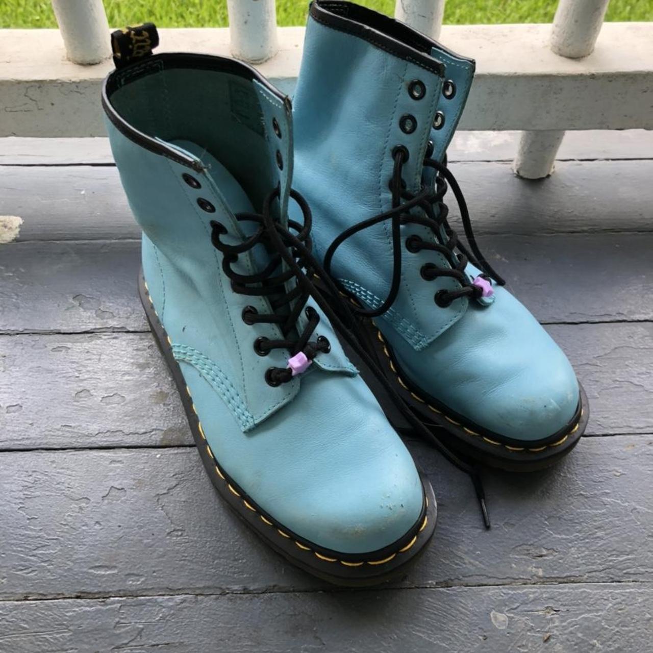 Blue doc martens UK 5 cat scratches on front of the... | Depop