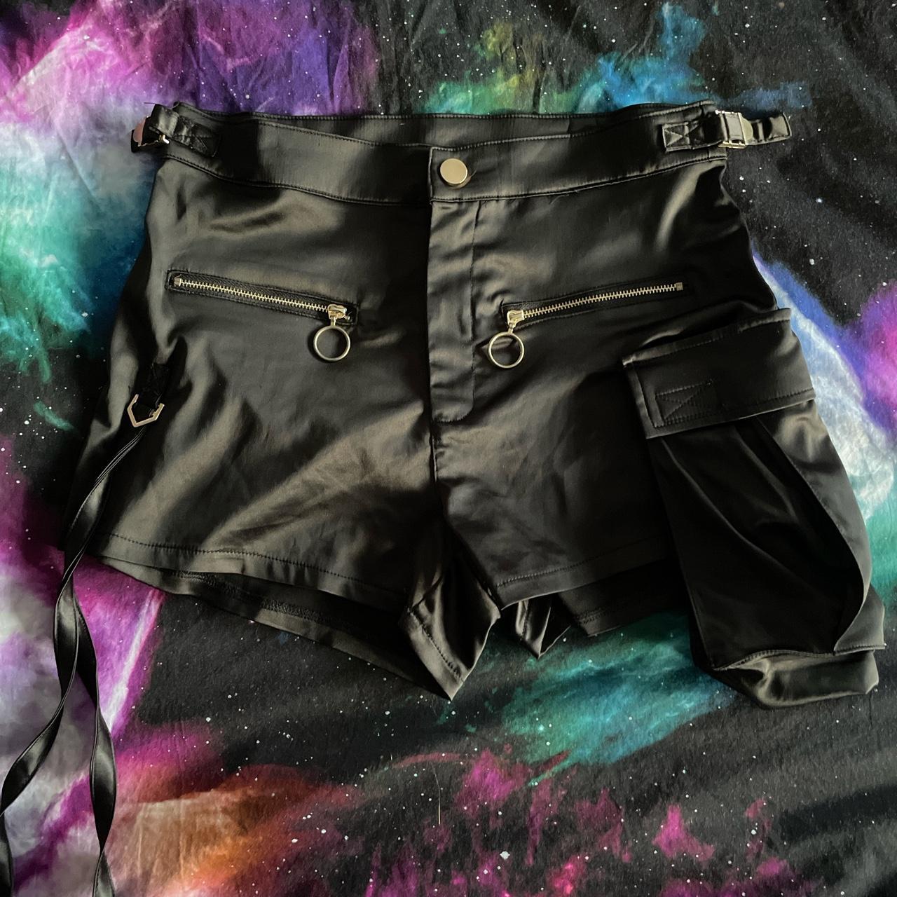 Dollskill Meek Black Satin shorts Adjustable... - Depop