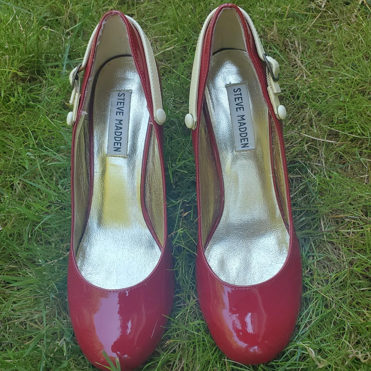 STEVE MADDEN Vintage Cherry Red Heels Size 7... - Depop