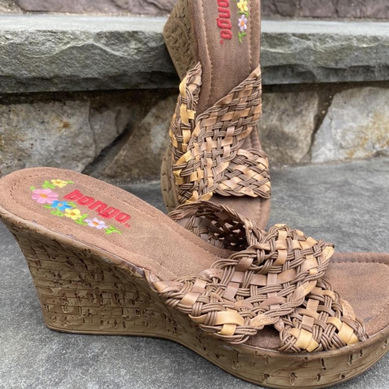 Y2k early 2000s BONGO wedge platform Faux cork-... - Depop