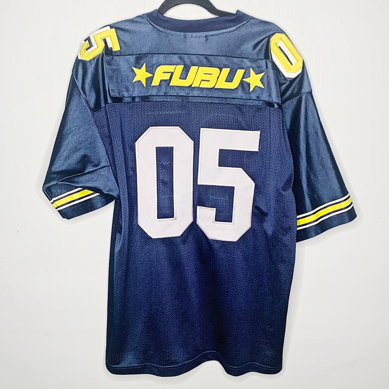 FUBU Men's Blue and Yellow T-shirt | Depop
