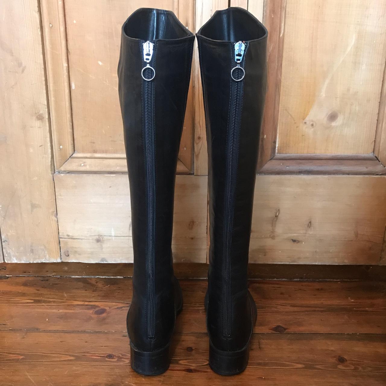 DuoBoots Black Leather Classic Knee High Riding... - Depop