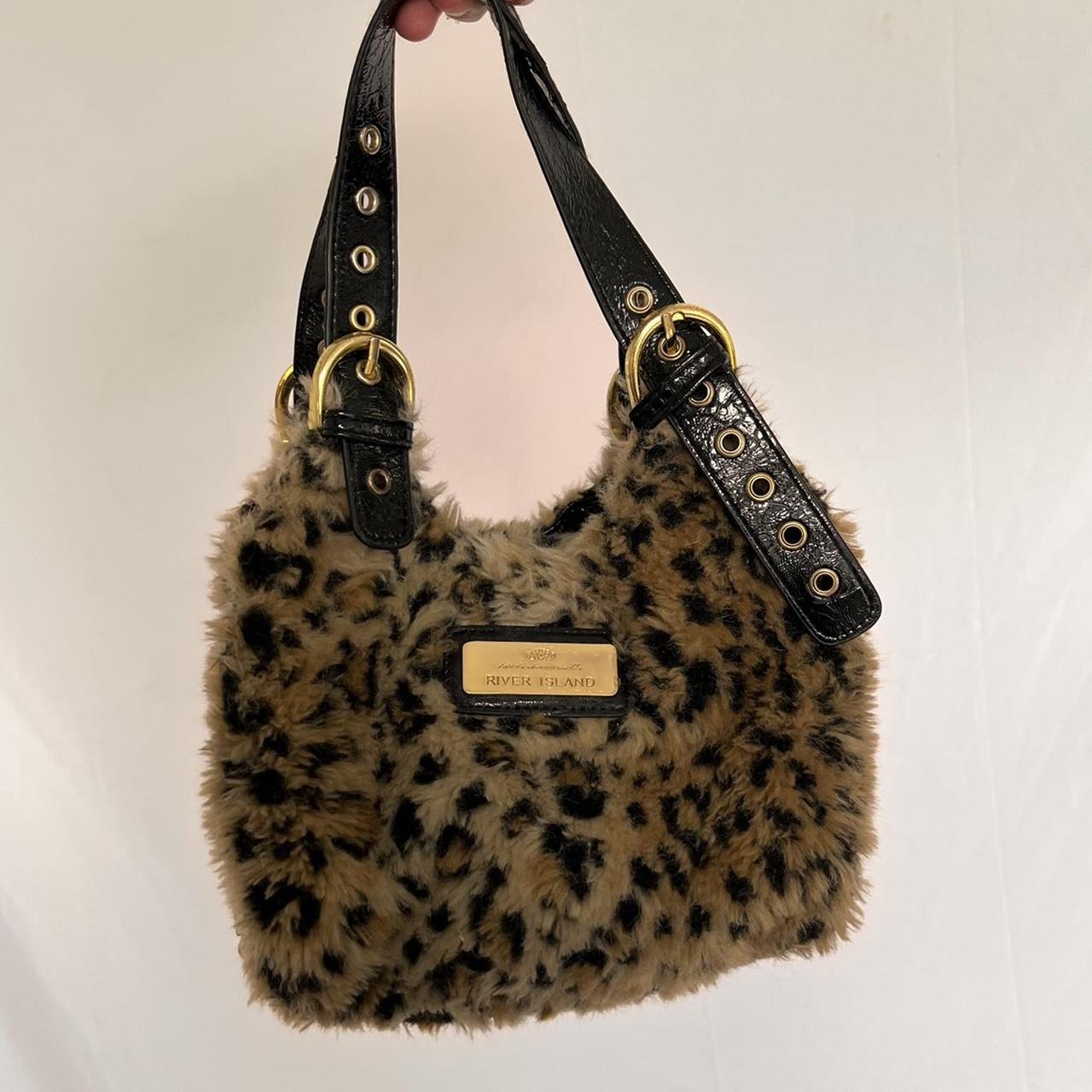 Cute fluffy leopard print bag w charm attached... - Depop