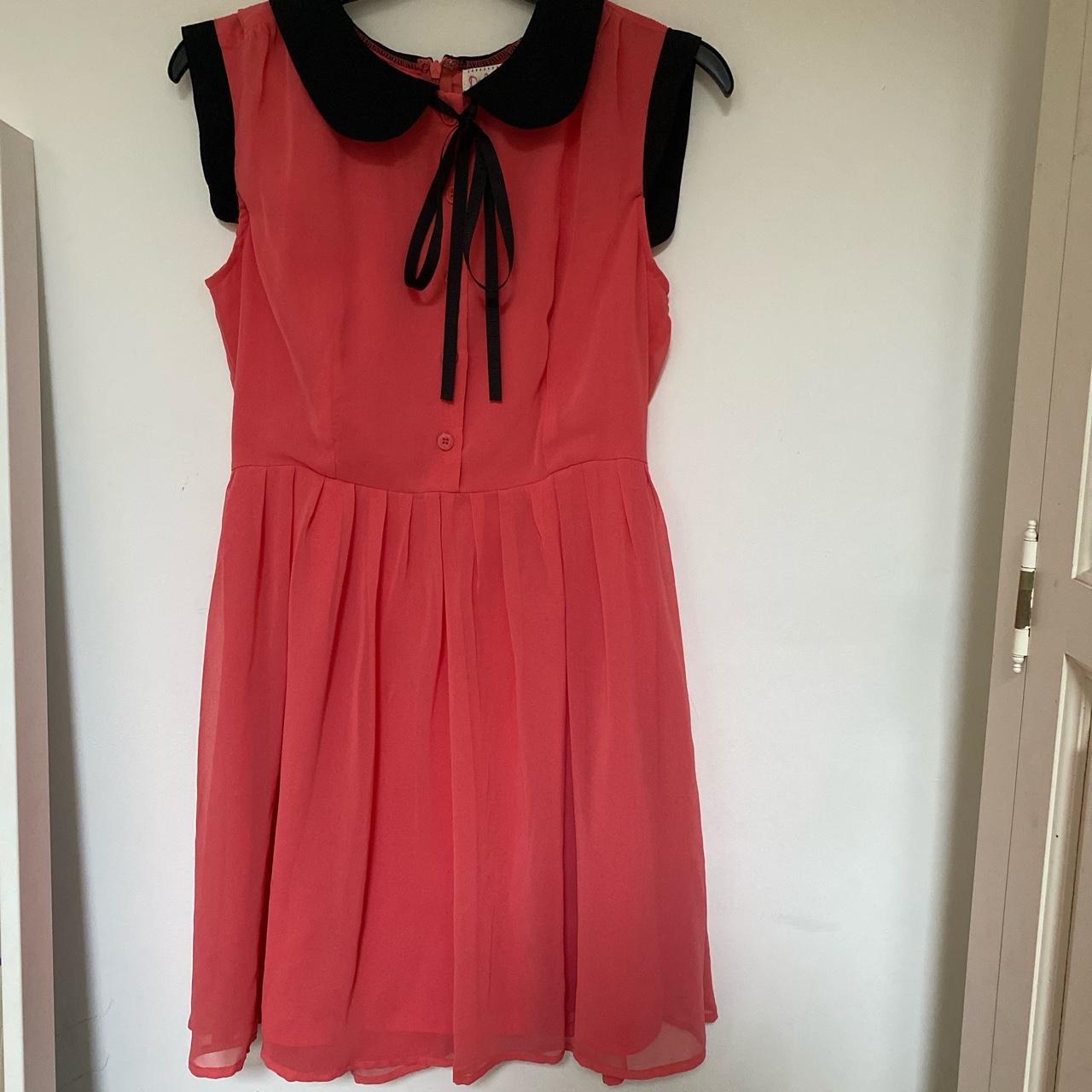 modcloth pink dress with black peter pan collar and... - Depop