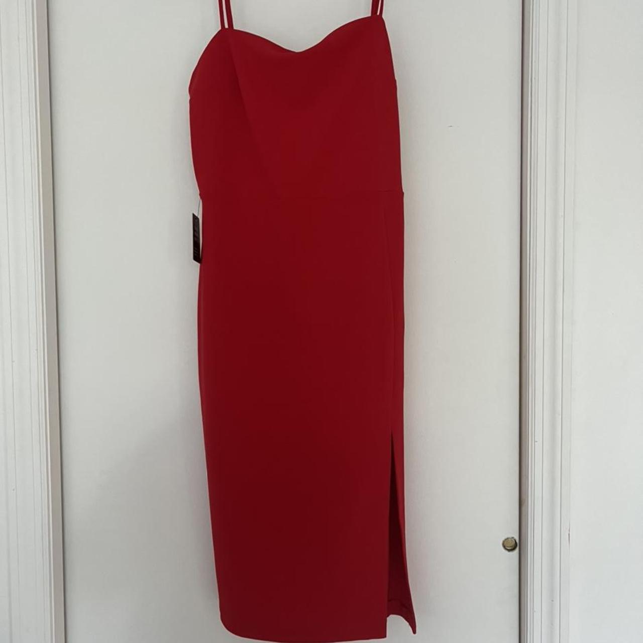 - Red Express Dress with slit - brand new with tags... - Depop