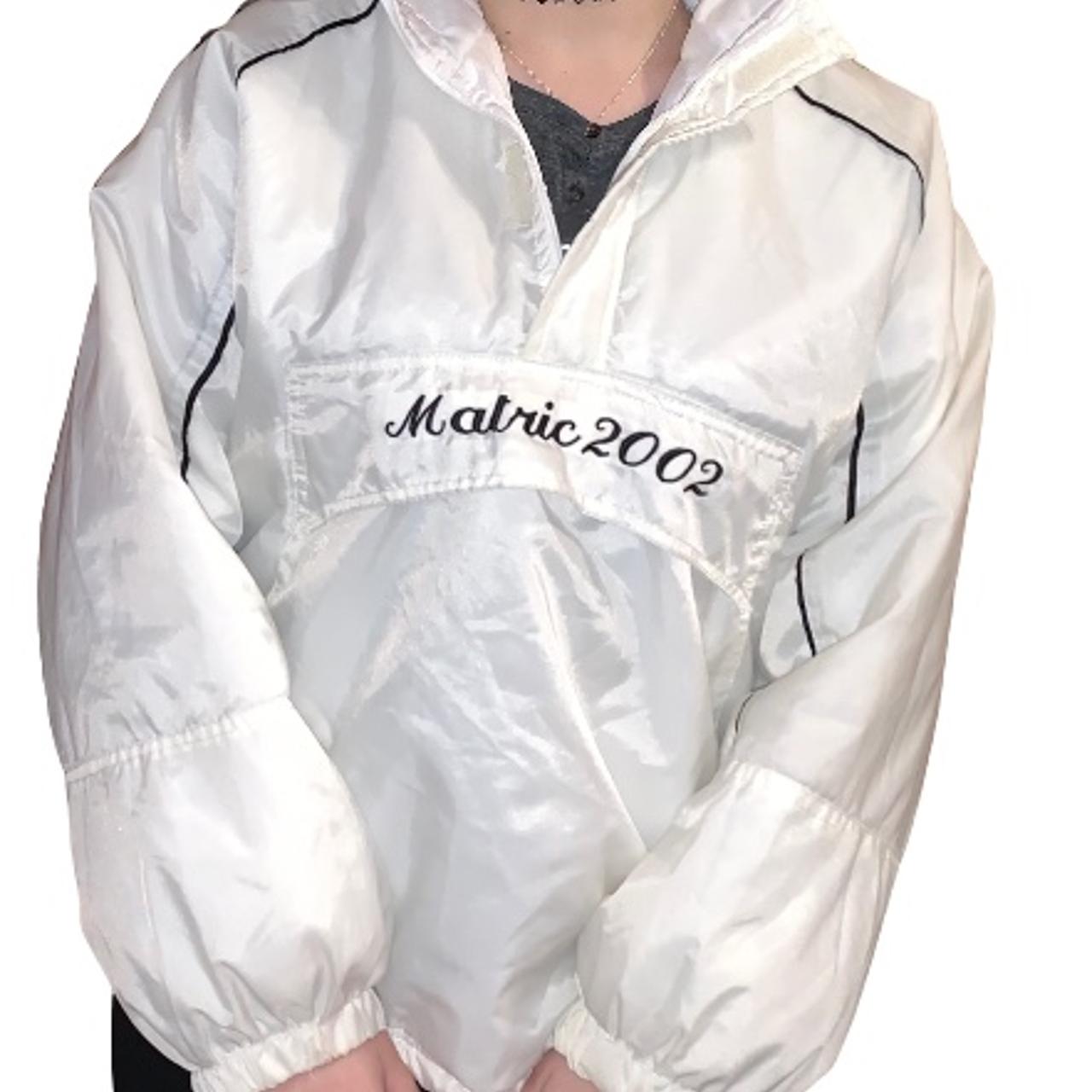 White vintage biker racing ski winter jacket matric... - Depop