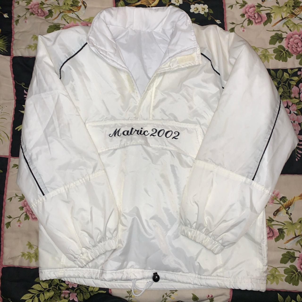 White vintage biker racing ski winter jacket matric... - Depop