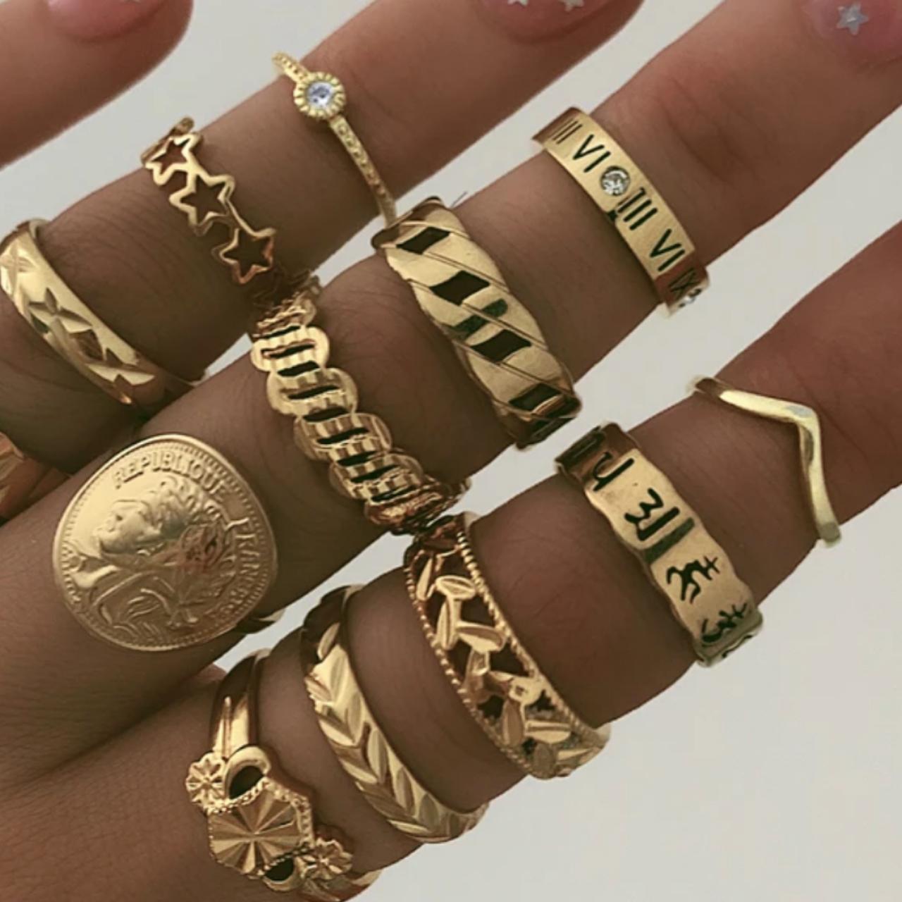 Fate Ring in Gold available in sizes 6,7,8 DM ME... - Depop