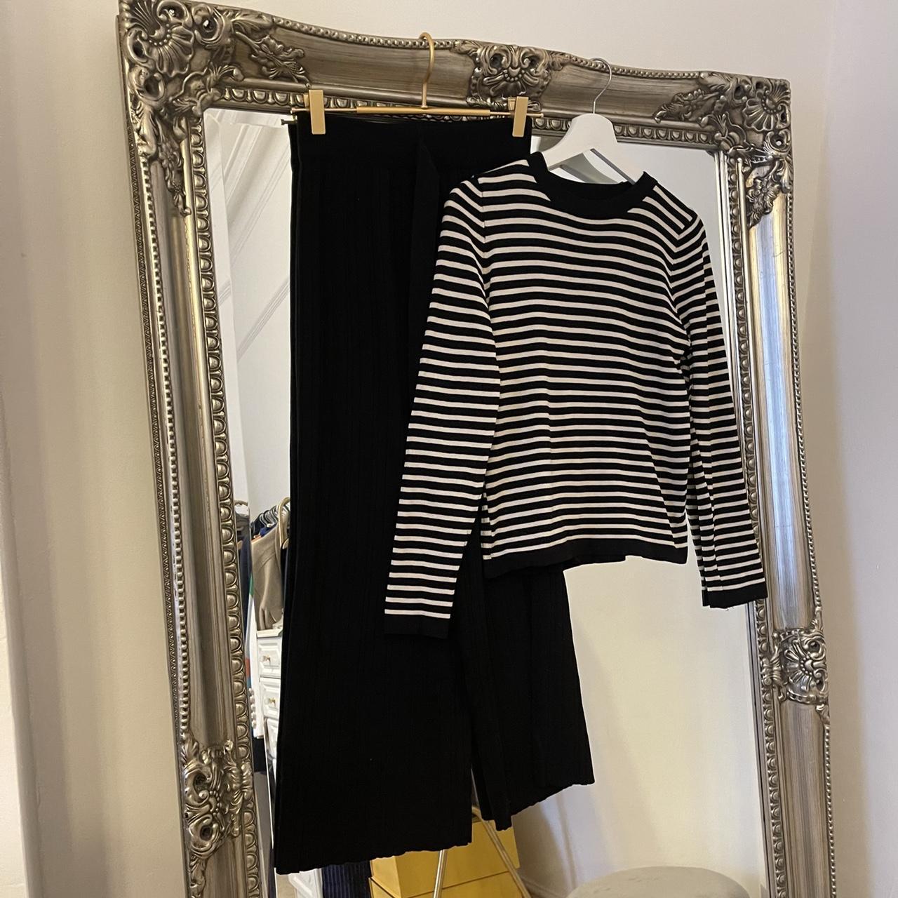 Fine knit co ord set with long sleeve stripe top and... - Depop