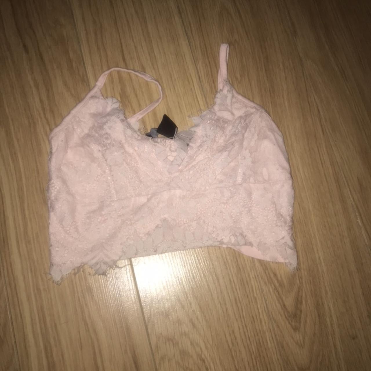 Baby pink lace bralet Uk size 6 Perfect condition... - Depop