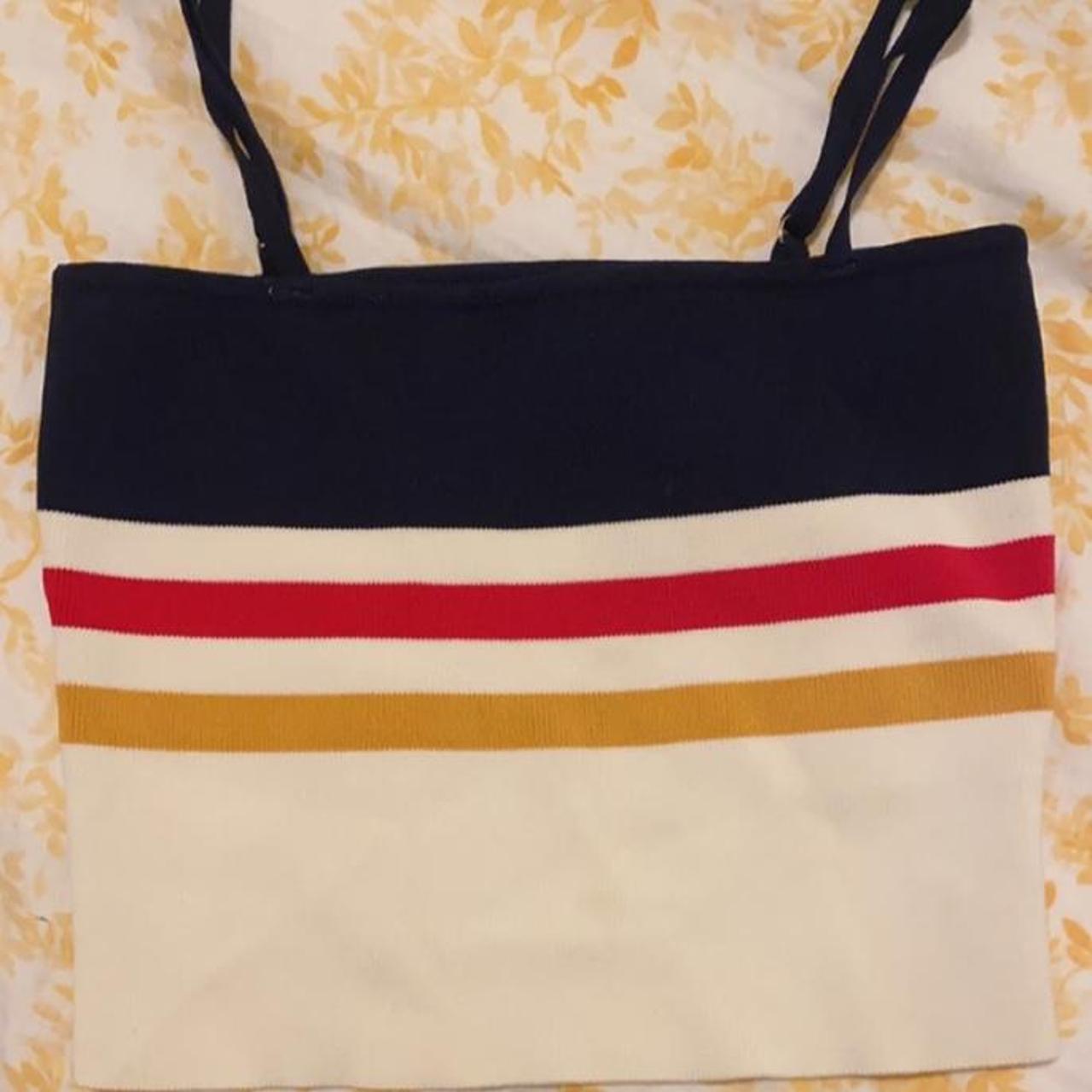 Women's Red and Blue Crop-top | Depop