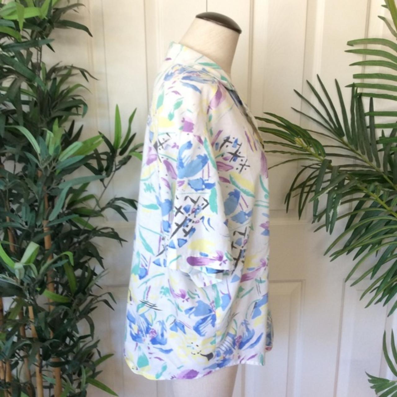 Vintage 80s RLM XL Abstract Pastel Button Front Top.... - Depop