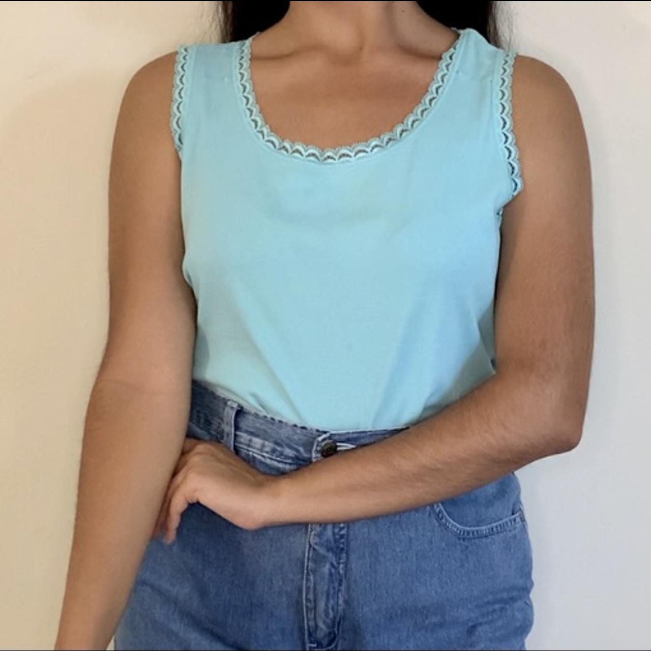 Baby Blue Tank Top • great condition, hardly... - Depop