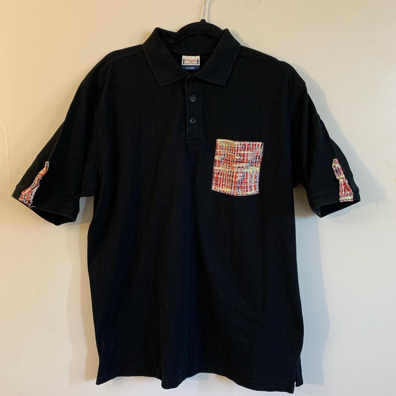 Black Unique Design Button Up Polo Shirt by... - Depop