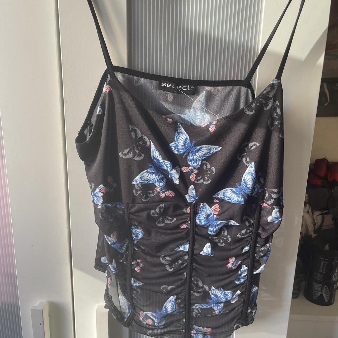 Black corset style top Boning detailing Stretchy... - Depop